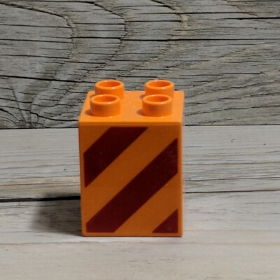 Orange Brick 2 x 2 x 2 W/ Red Diagonal Stripes Pattern | eBay