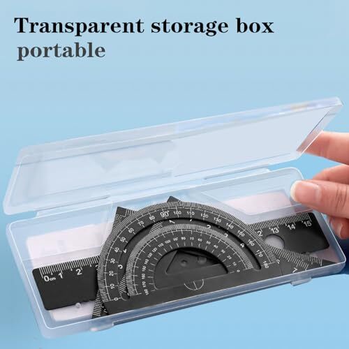 4 Pieces Triangular Scale Ruler Set, Metal Protractor, Aluminum Ruler ...