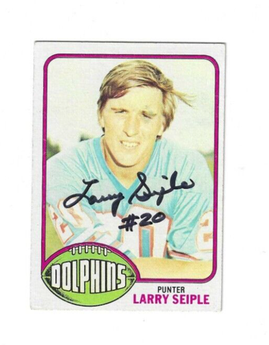 SIGNED AUTOGRAPHED LARRY SEIPLE Miami Dolphins 1976 Topps Card #172 COA ...