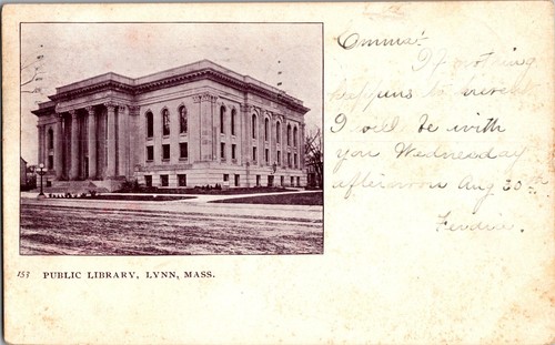 View of Public Library Lynn MA c1905 Undivided Back Vintage Postcard ...