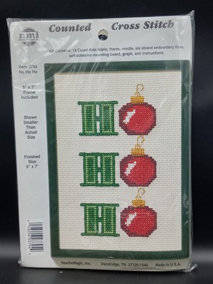 New Needle Magic Counted Cross Stitch Christmas "HO HO HO" with Frame 5 ...