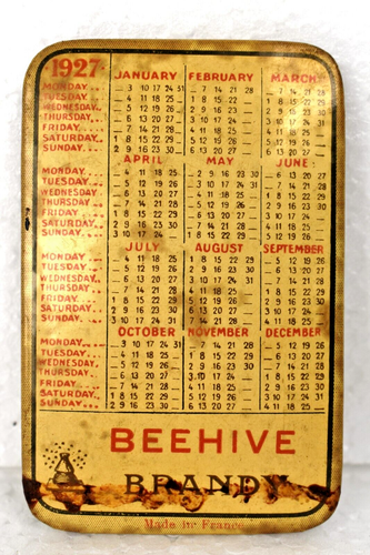 Vintage Beehive Brandy Advertising Pocket Mirror Calendar Made In ...
