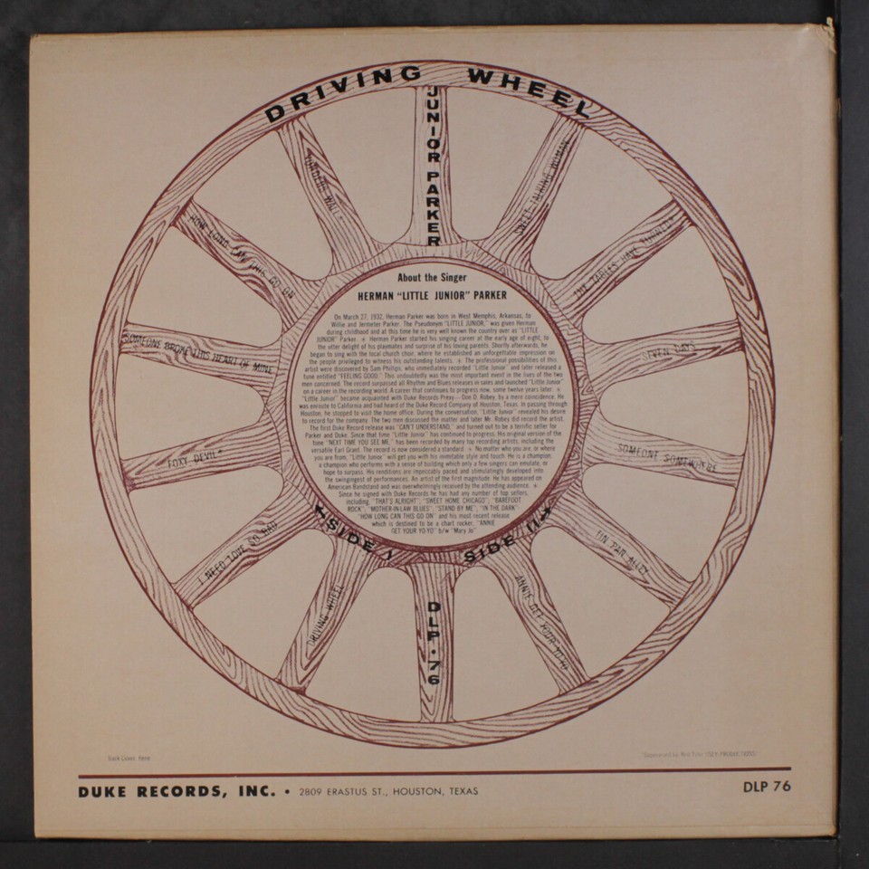 LITTLE JUNIOR PARKER: driving wheel Duke 12" LP 33 RPM | eBay