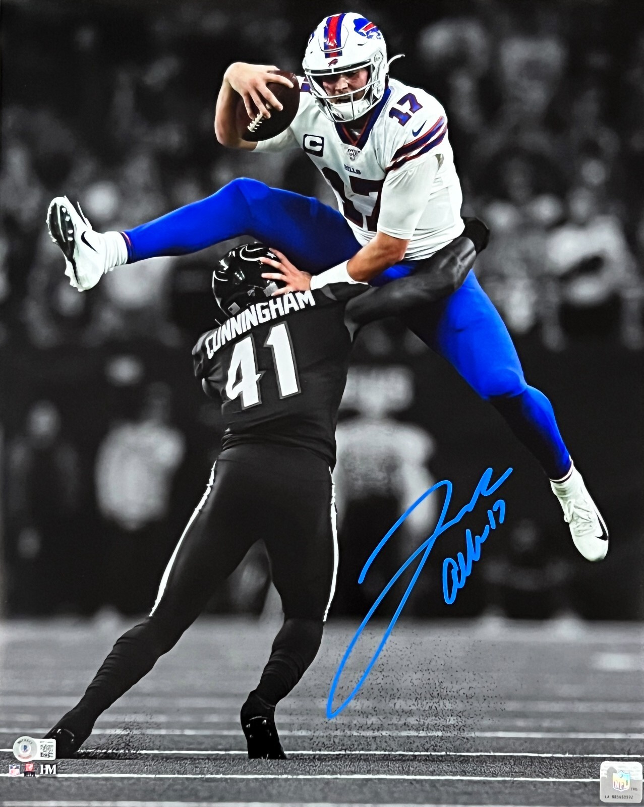 Josh Allen Buffalo Bills Signed Leap Over Spotlight 16x20 Photo BAS ...