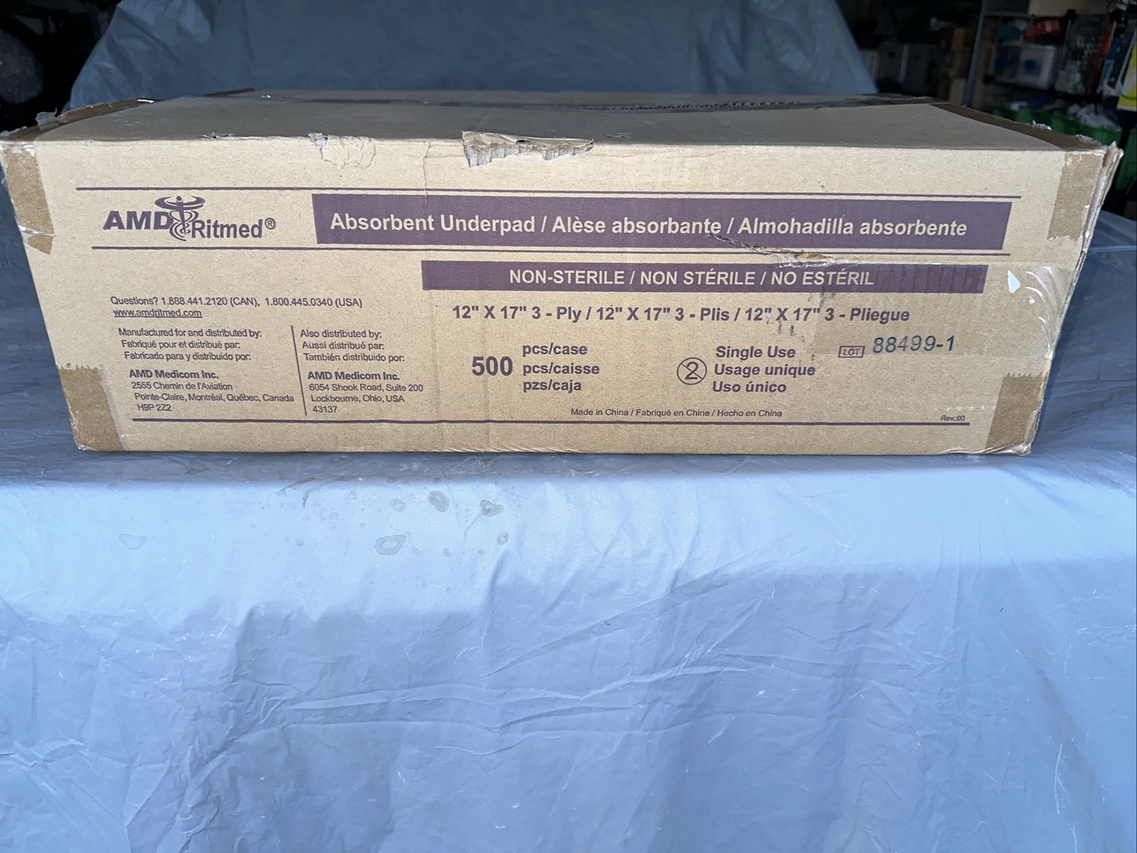 New AMD Ritmed Absorbent Underpad Non-Sterile 12"x 17"x 3" Ply 500 pcs ...