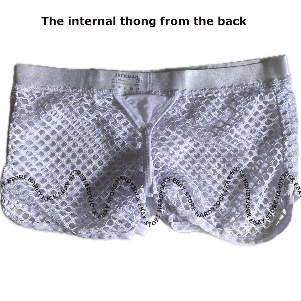 Jockmail Mens Sexy Net Boxer Underwear Shorts with internal Mesh thong ...