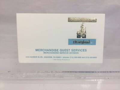 Disneyland Original 1980's Merchandise Guest Services Business Card New ...