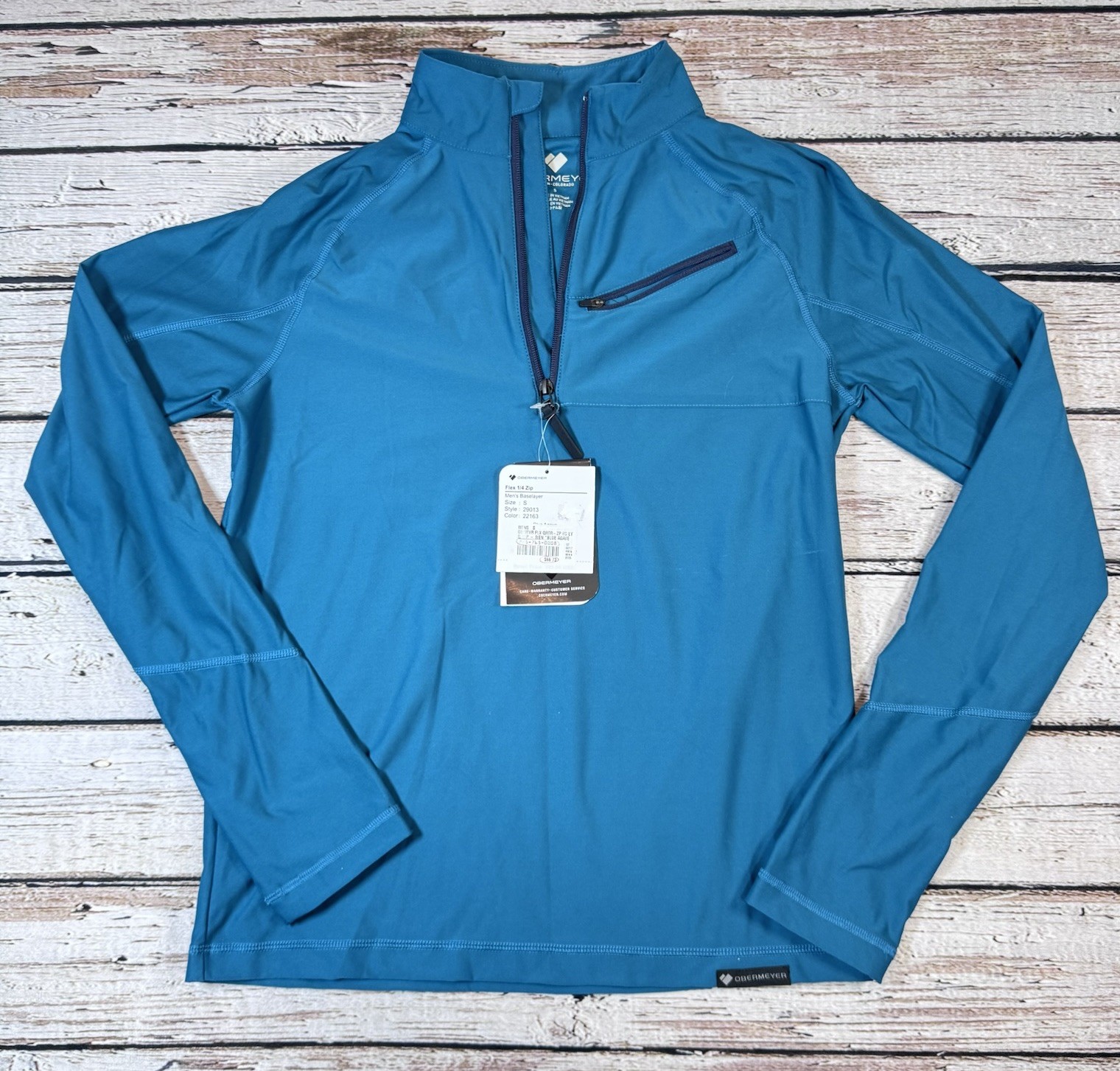 Obermeyer Flex 1/4 Quarter Zip Base Layer Top Men's Teal Blue Agave ...