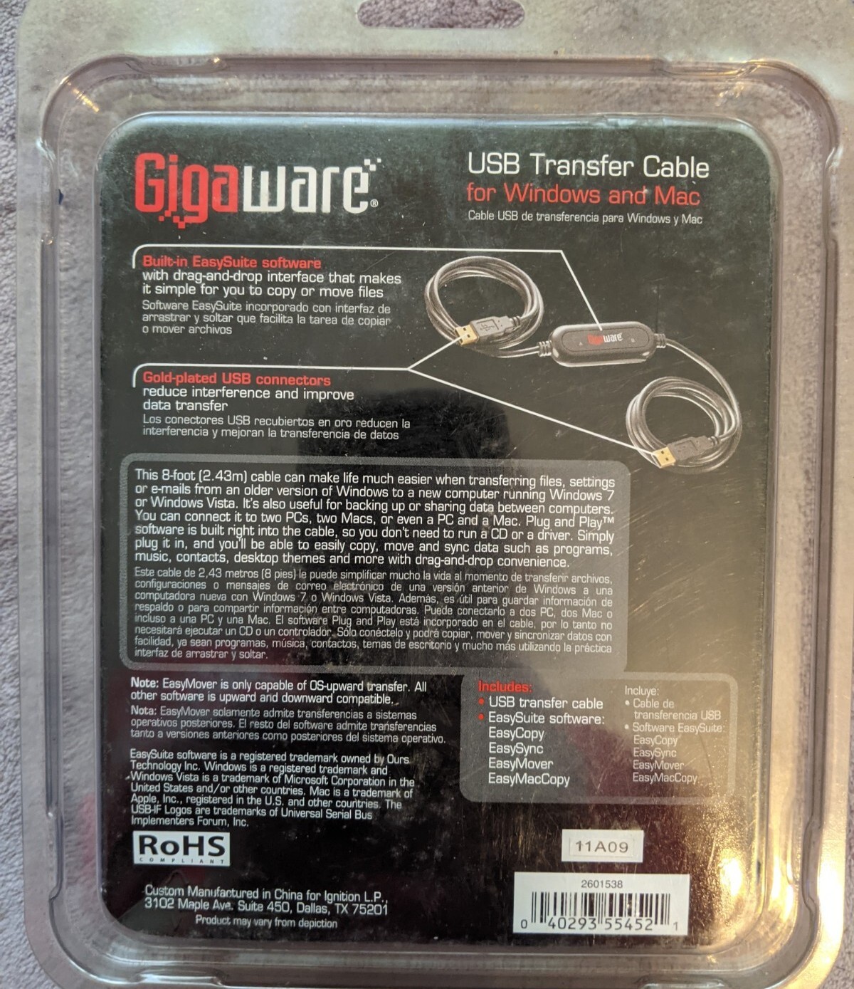 Gigaware USB Transfer Cable for Windows n Mac Simple to copy or move ...