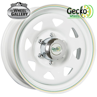 Gecko Triangle Triangle White 14x6 0PP White Set of Steel Wheels | eBay ...