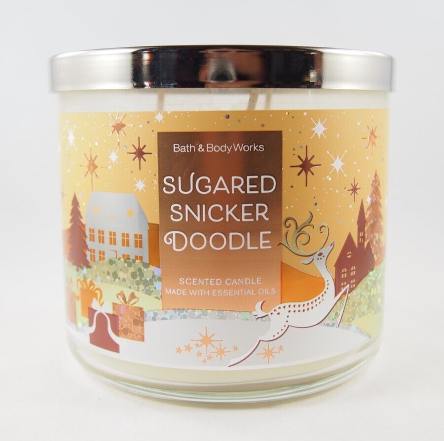 (1) Bath & Body Works Reindeer SUGARED SNICKERDOODLE 3-wick Candle 14 ...