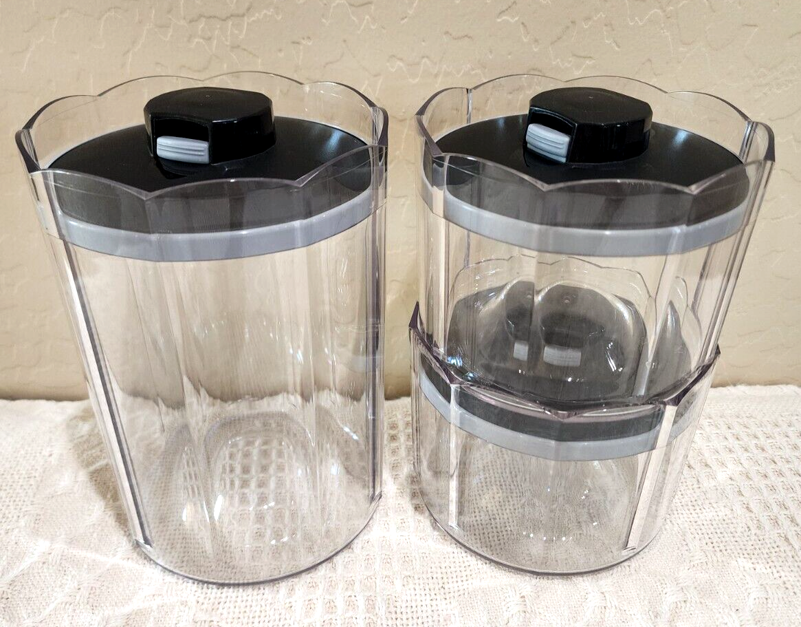 RARE Tupperware Clear Acrylic Counter Top Canister Set Black Lids 6 pc ...