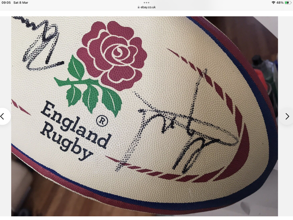 Signed England Team Union Rugby Ball 18 Signatures Official Size 5 Hero ...