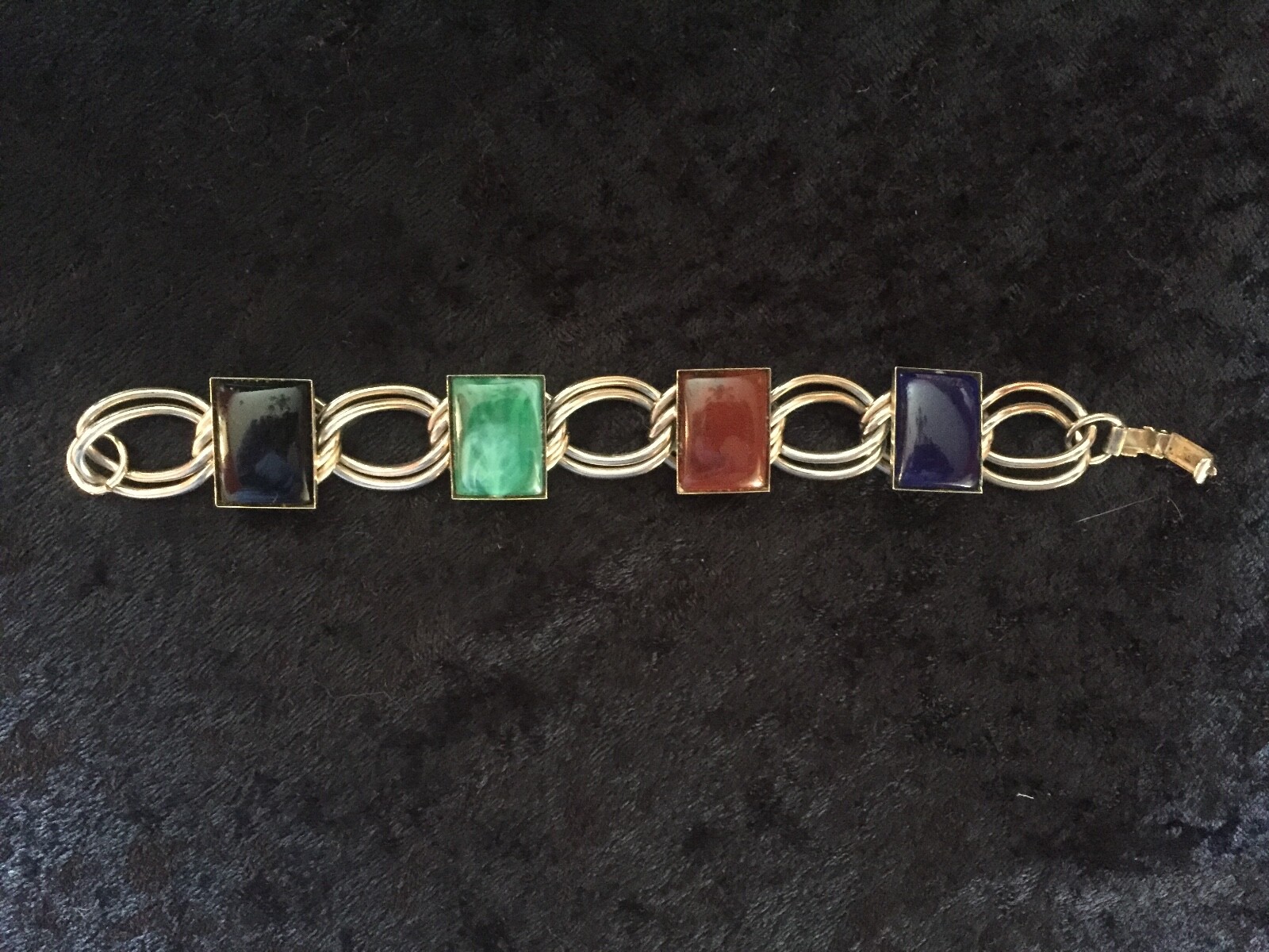 Mid Century Chunky 1960s 1970s Vintage Bracelet Double Link Faux ...