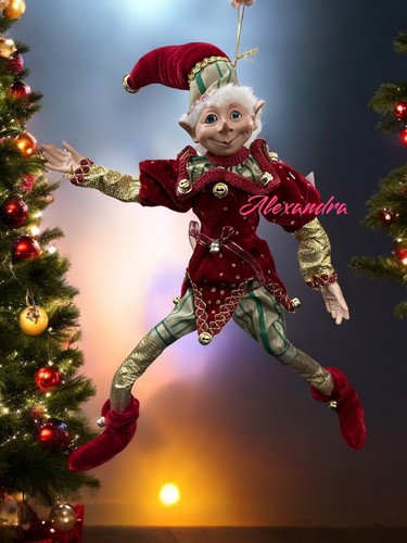 Christmas Posable Elf limbs Are Flexible 19” Red Gold Green Ornament ...