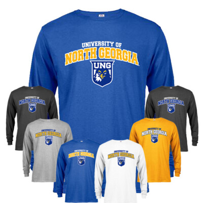 North Georgia Nighthawks UNG Arched Text with Mascot Logo Long Sleeve T ...