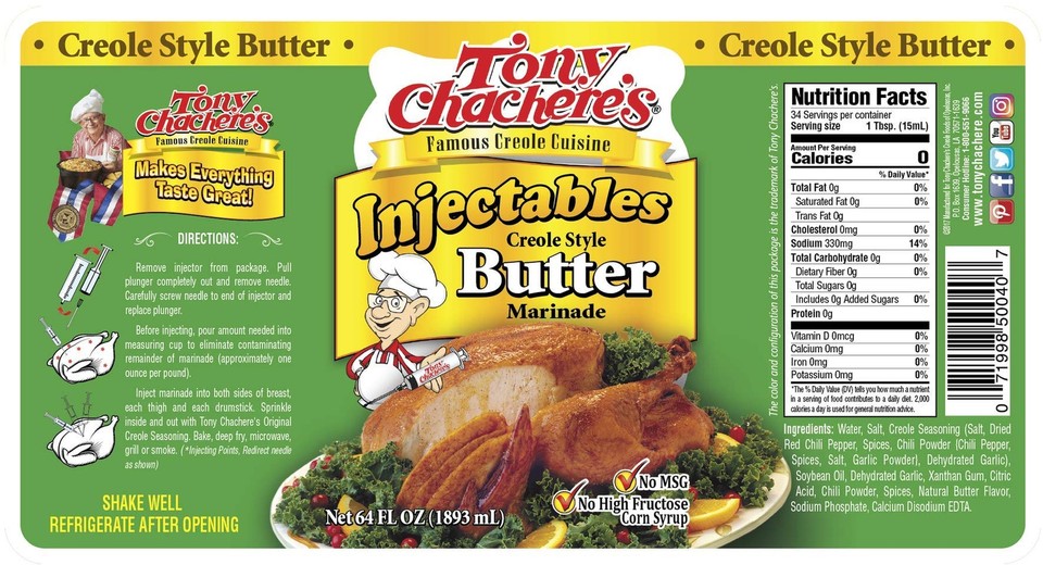 Tony Chachere's Injectable Butter Creole Style Marinade, 64 oz | eBay