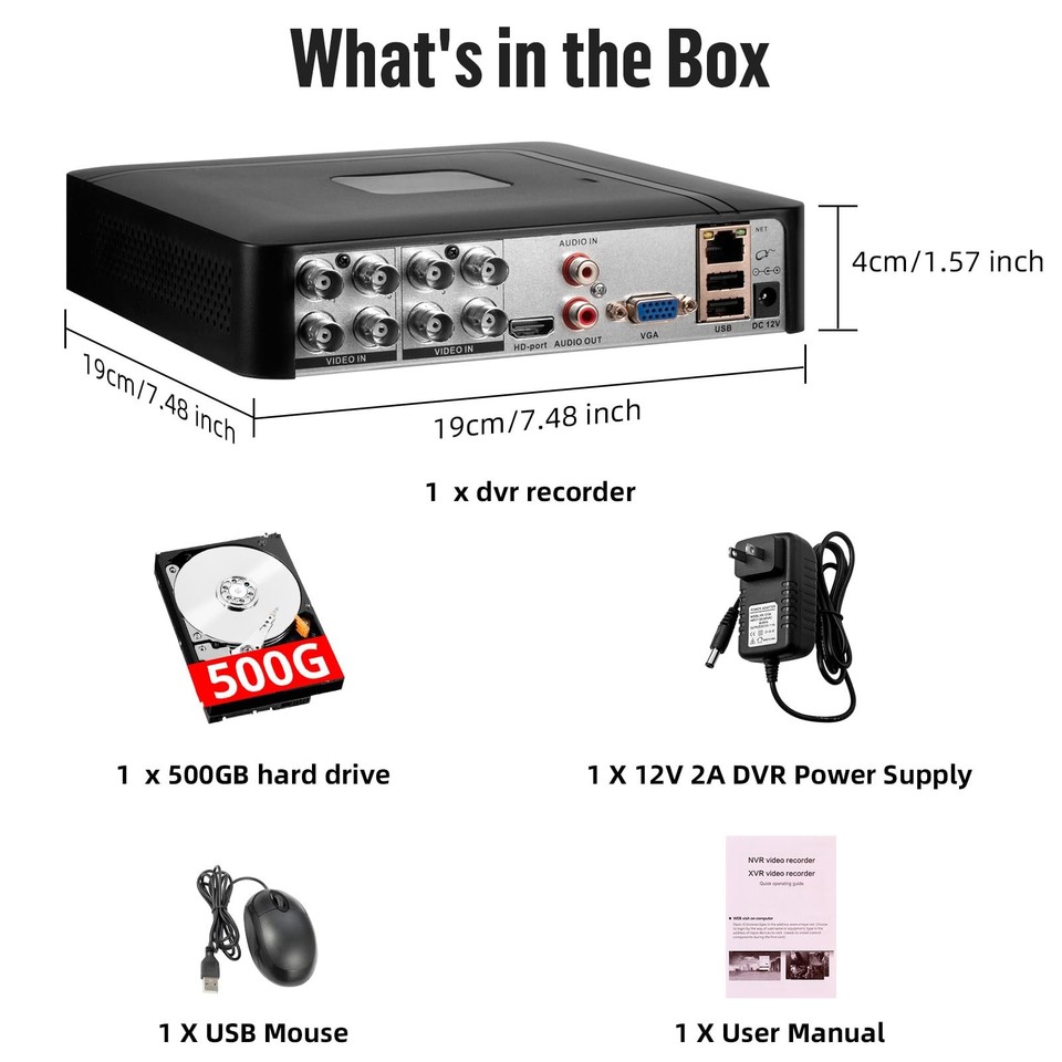 Security DVR Recorder 500G HDD 4/8CH 5-in-1 CCTV DVR for Surveillance ...