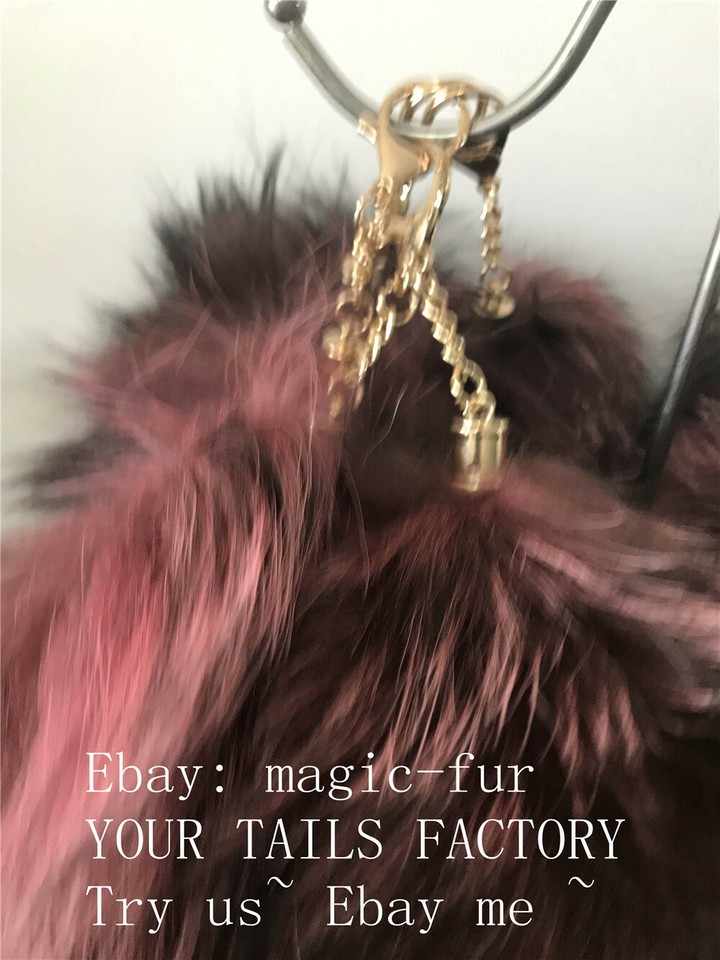 16"-18" Colored Real Fox Tail Keychain Bag Charm Furry Fur Cosplay Toys ...