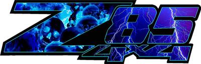 Z85 Chevy 4 x 4 Blue Skulls 12.5" Vinyl Sticker Decal Cars Trucks Vans ...