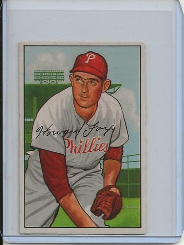 1952 Bowman Baseball Card Howie Fox Pitcher P Phillies Wax Back EX MINT ...