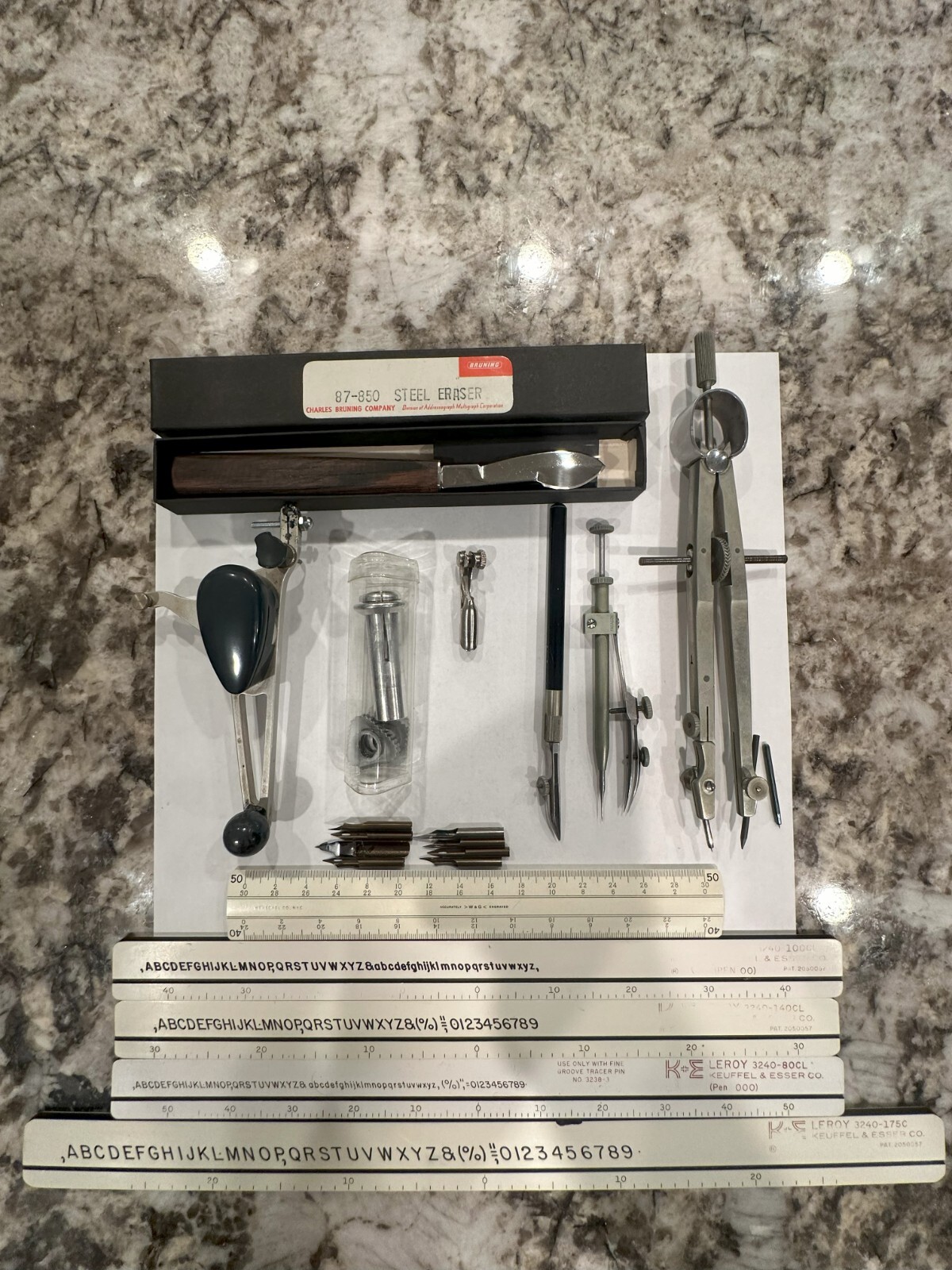 VTG K&E Drafting Pen, Compass, 4" Drop Bow Pen, Height and Slant ...