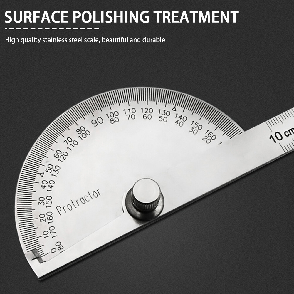 Stainless Steel DIY Clear Scale Adjustable Protractor 180-Degree Angle ...