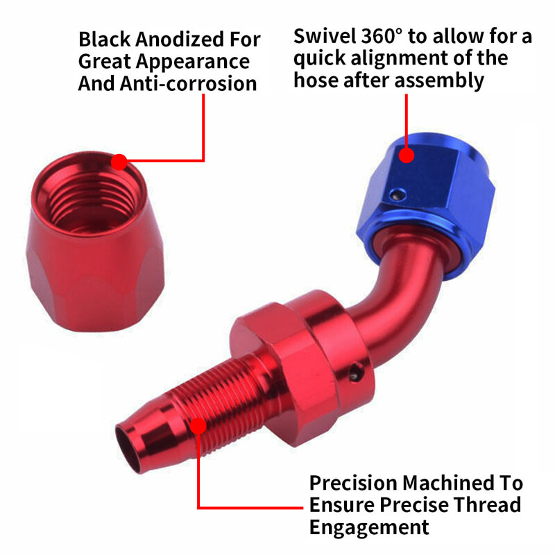 10FT Braided Fuel Hose Line & 4AN 6AN 8AN 10AN 12AN Swivel Hose End ...