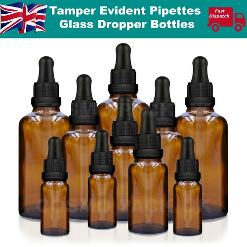 Amber Glass Dropper Bottle Tamper Evident Pipette Eye Ear Drop ...