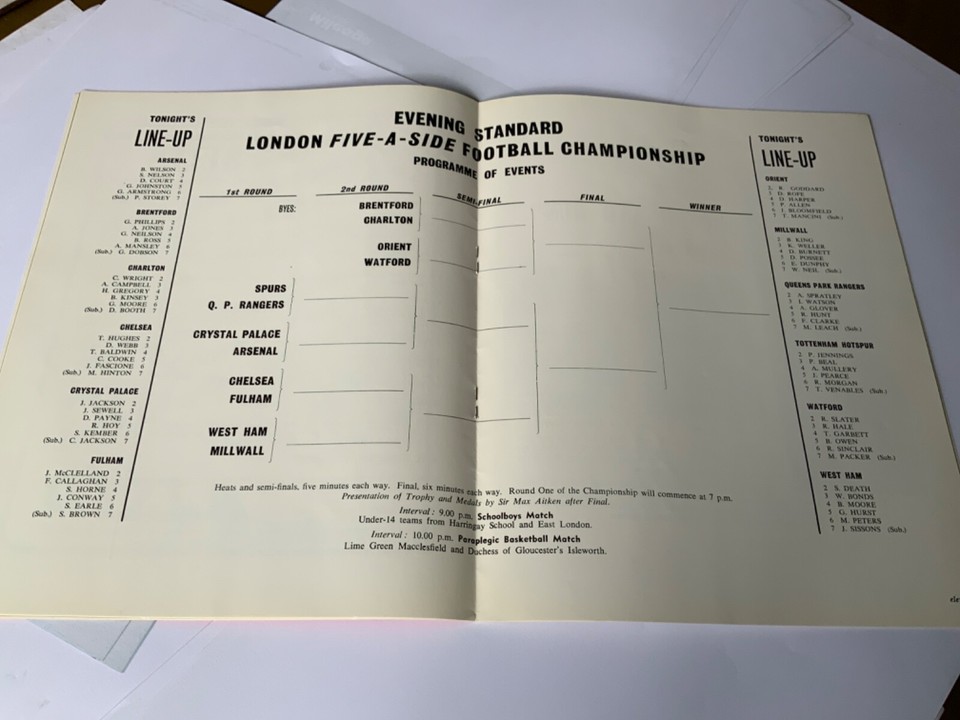 LONDON 5-A-SIDE Championship 23.4.1969 @ Empire Pool Wembley | eBay