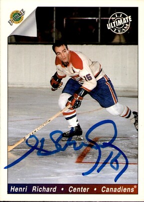 Henri Richard Signed 1991-92 Ultimate #14 Autographed Canadiens 59421 ...