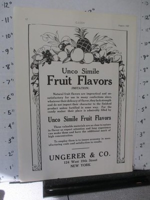 magazine ad 1927 UNGERER NY Unco Simile fruit flavors candy industry | eBay