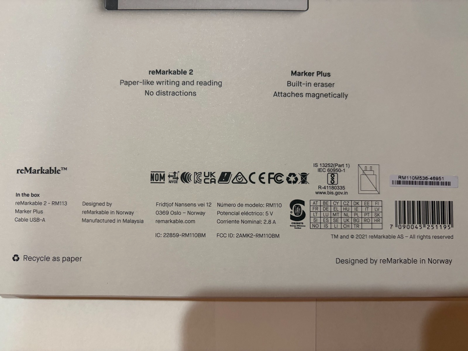 reMarkable 2 8GB Wi-Fi 10.3 inch Paper Tablet with Marker Plus and ...