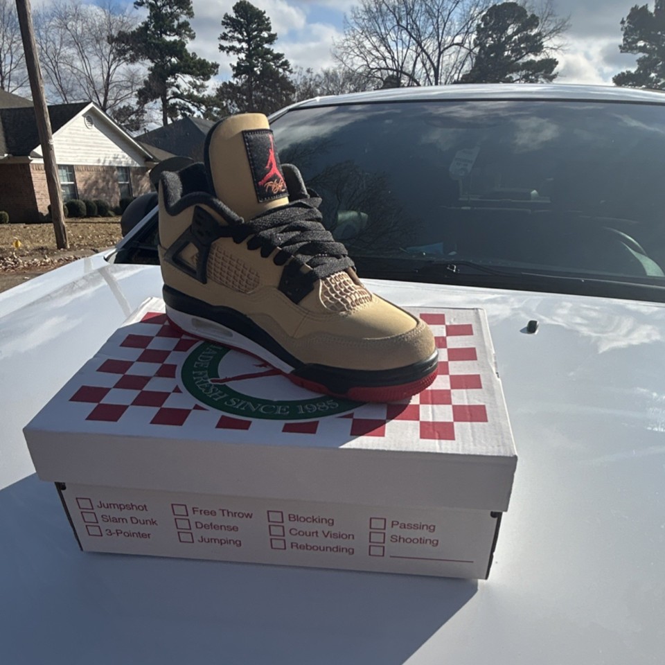 Jordan Air Jordan 4 Retro GS Boys Tan Black Red High Top Basketball ...