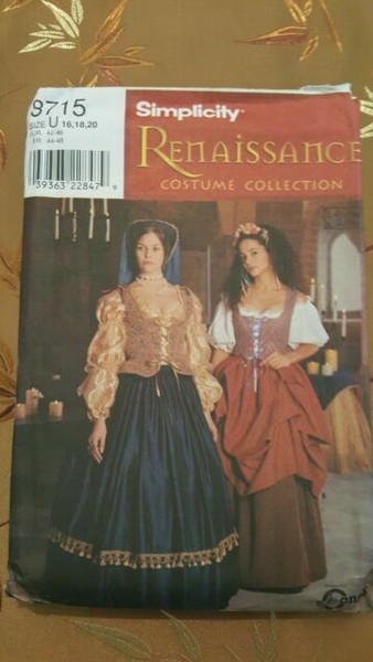 Simplicity 8715 Renaissance Costume Collection 1999 Sewing Pattern Size ...