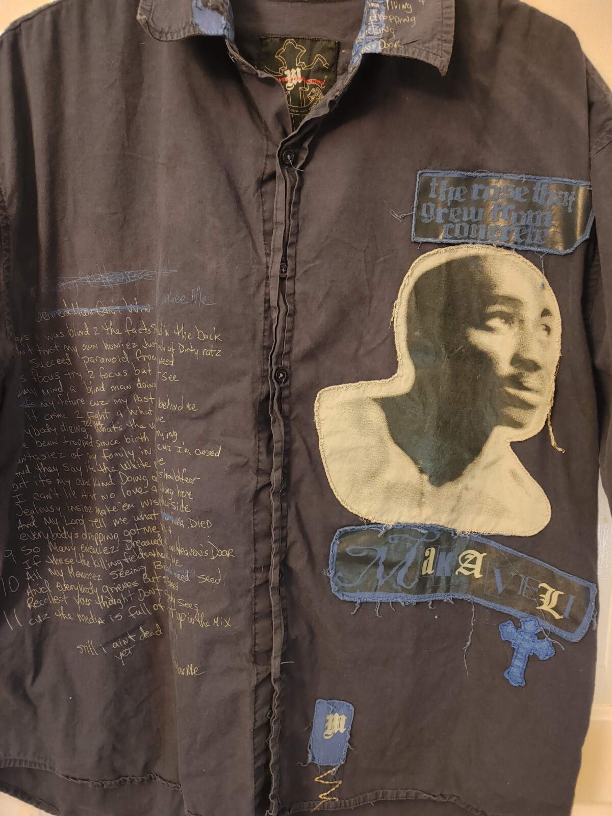 Men's Makaveli Tupac 2Pac Navy Blue Shirt Short Sleev… - Gem