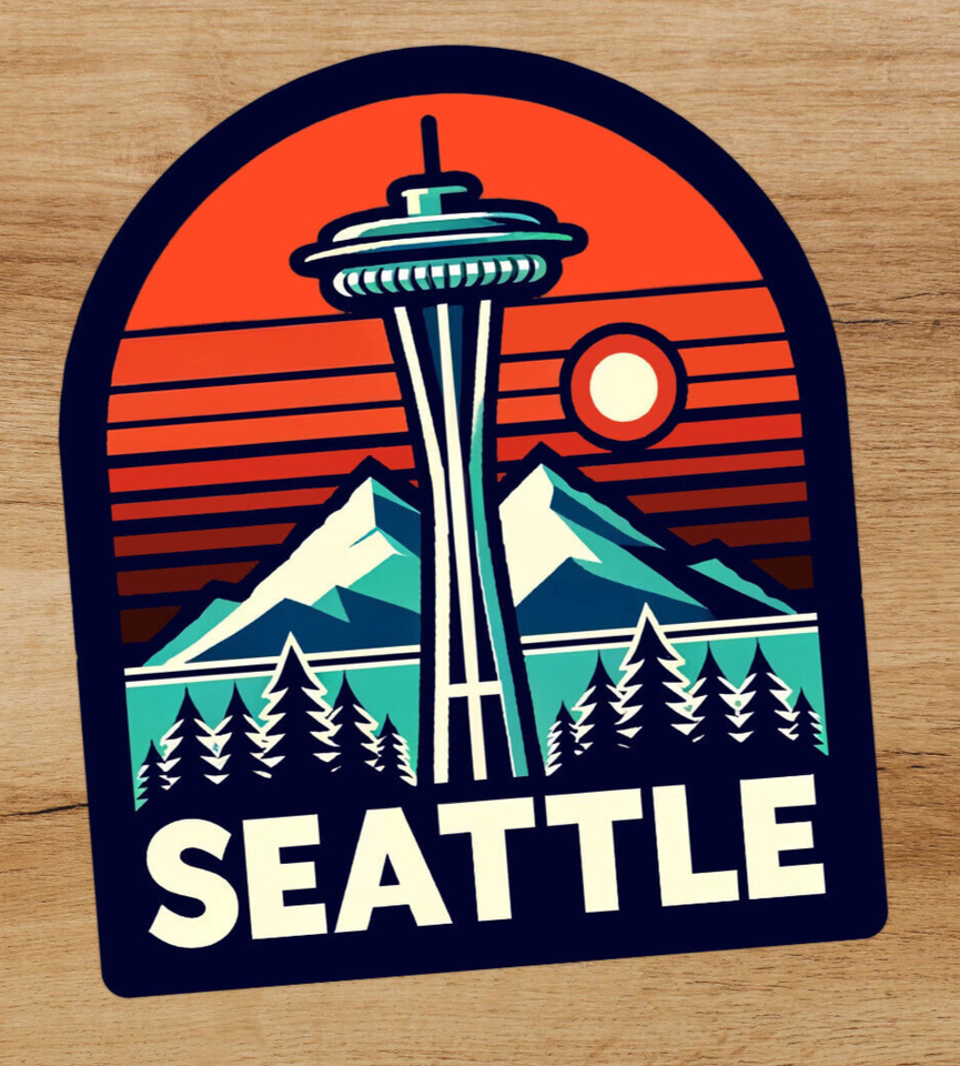 Seattle City Space Needle Mount Rainier Premium Vinyl Decal Sticker 3 ...