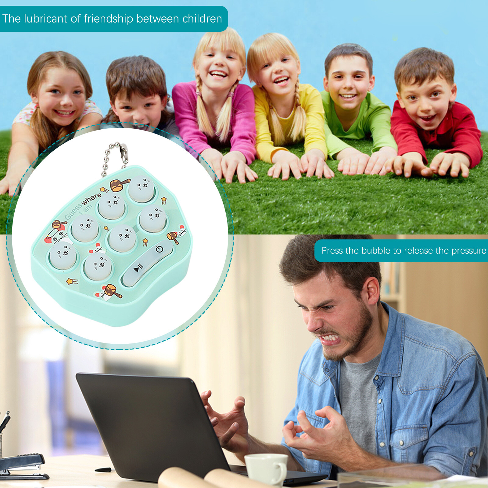 Whack-A-Mole Game - LED Mini Hamster Memory Game Toys Keychain (Cyan ...