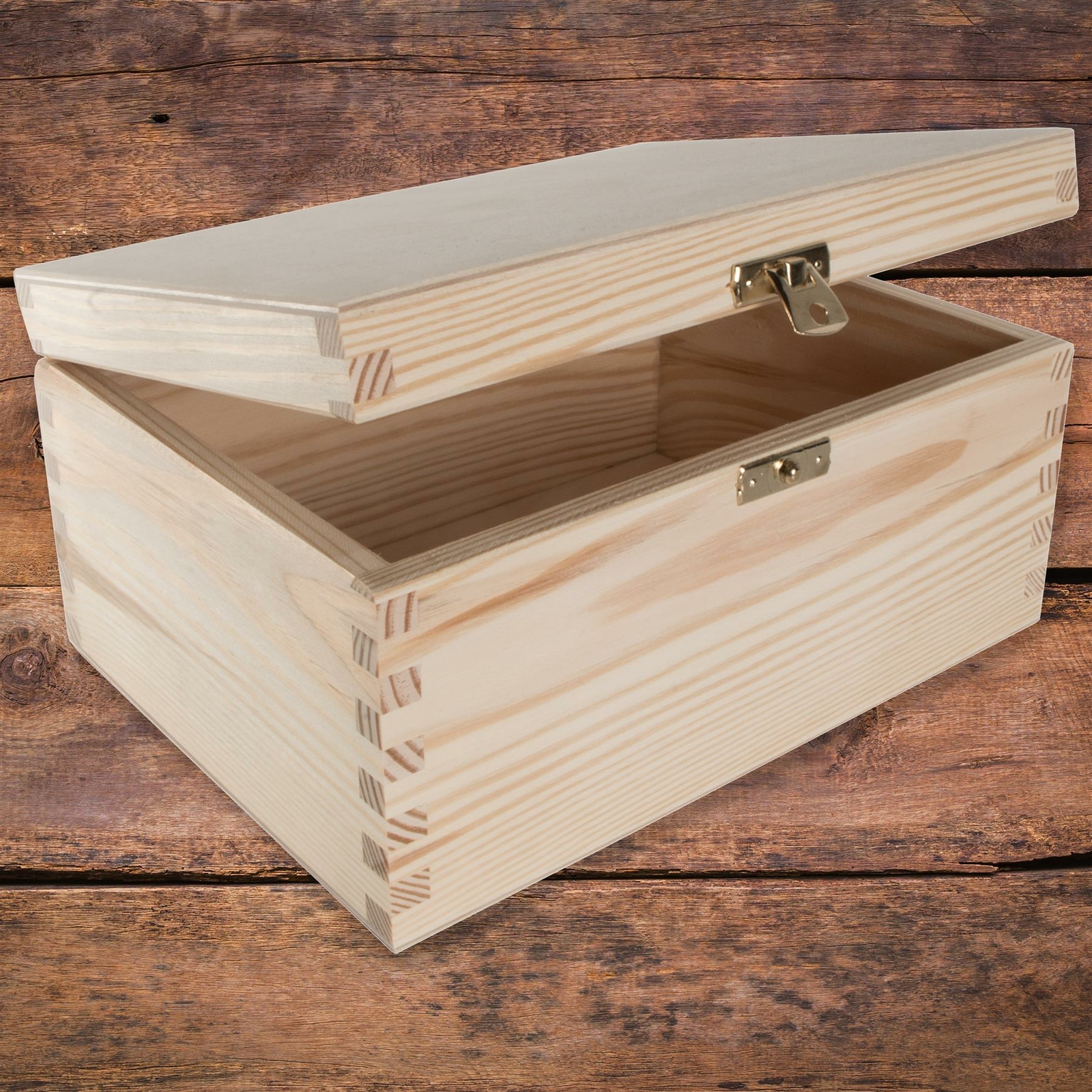 Wooden Box with Lid & Clasp 22x16x10cm /Rectangular Plain Keepsake ...