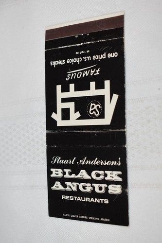 Stuart Anderson's Black Angus Restaurants Map 30 Rear Strike Matchbook ...