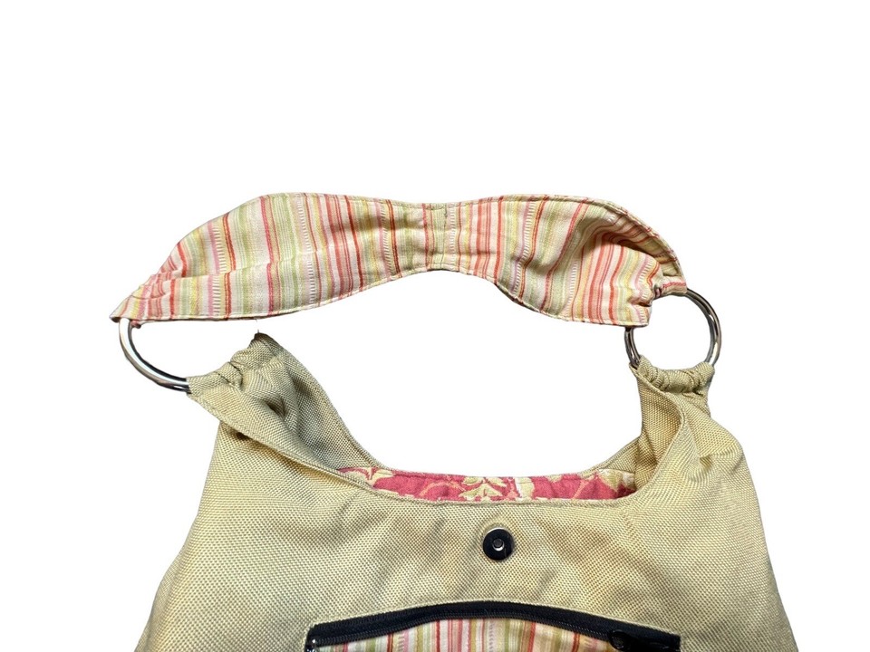 1154 Lisa Lill Studio Shoulder Bag Purse Fabric Coral Green Floral ...