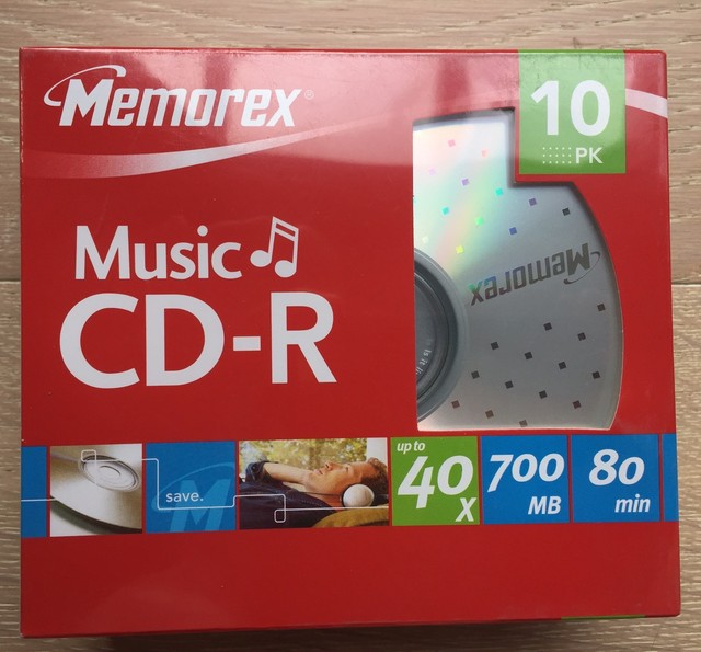 10 Pack of Memorex Music 40x Cd-r Black CD 700mb 80 Min With Slim Case ...
