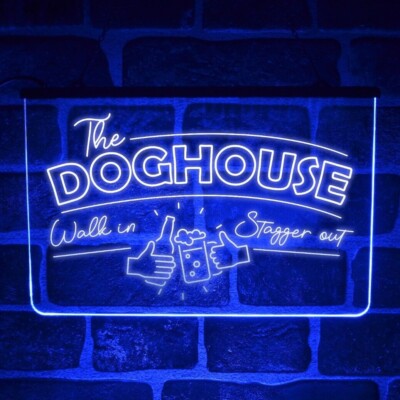 Doghouse LED Neon Light Up Sign | Funny Home Pub or Man Cave USB Wall ...