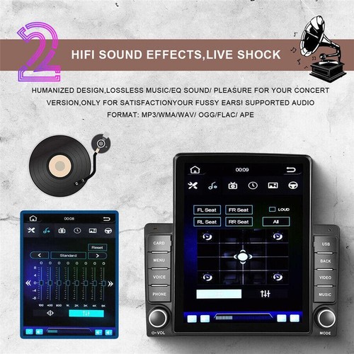 9.5in Car Stereo Radio Bluetooth Touch Screen Free Camera 2DIN For IOS ...