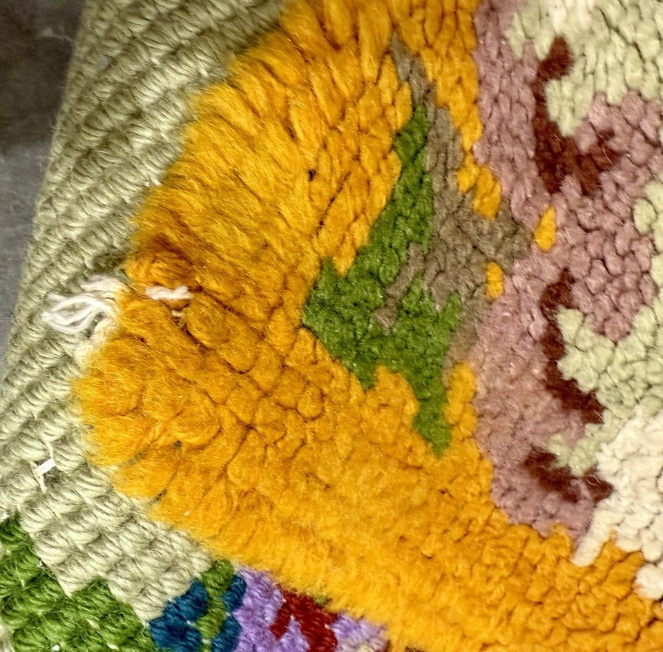 Vintage Shillcraft Readicut Floral Rug Handmade Wool Hooked Carpet ...