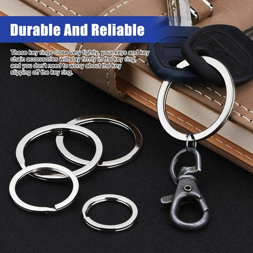 Stainless Steel Flat Key Rings Split Hoop 20/25/30mm DIY Metal Keyrings ...