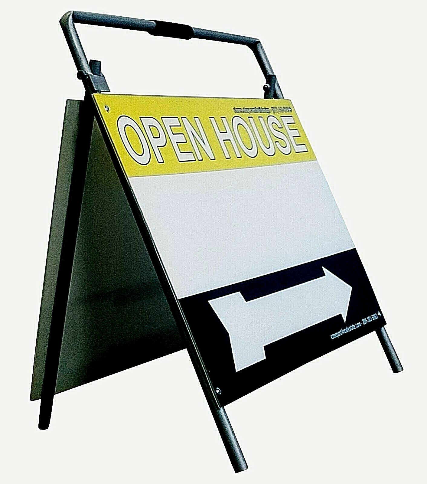 Real Estate Open House Sign Kit Metal A-Frame 5 Pack Yellow White Black ...