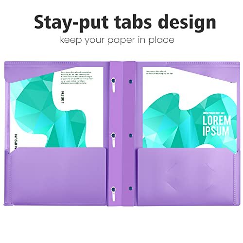 Heavy Duty Plastic Pocket Folder with Prongs and Clear Front Pocket ...