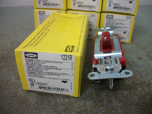 HUBBELL LOT OF 7 RED SINGLE POLE TOGGLE SWITCHES HBL1221R 20AMP 120 ...