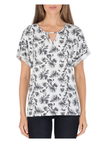 B COLLECTION Womens Gray Stretch Floral Keyhole Top S 193190869110| eBay